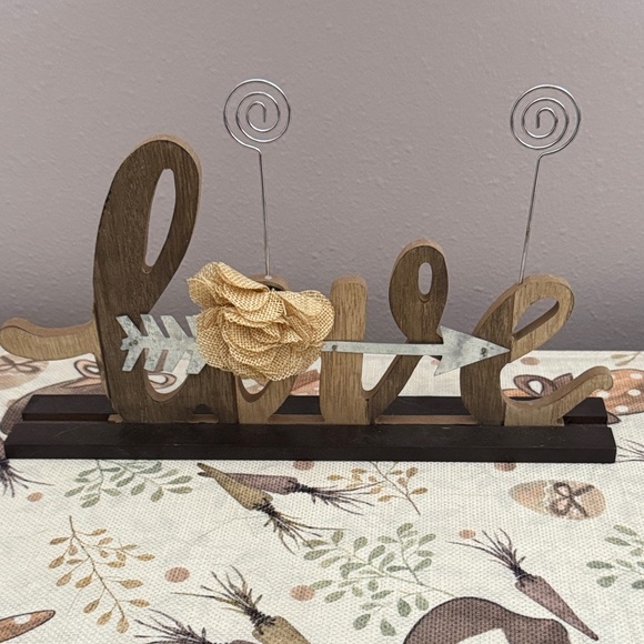 Accents | Wooden Love Sign Pic Holder With Gold Flower Accent | Poshmark